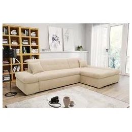 Ecksofa DOMO collection "Moric B/T/H 300/172/80 cm, auch in Cord, L-Form" Sofas Gr. B/H/T: 300cm x 80cm x 172cm, Cord, Recamiere rechts, mit Bettfunktion-mit Armlehnenverstellung, beige (creme) XXL-Format, wahlweise auch mit Bettfunktion und Armverstellung