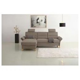 Ecksofa Home Affaire "Westerland L-Form" Sofas Gr. B/H/T: 252cm x 90cm x 162cm, Olympia EASY CLEAN, Recamiere links, mit Bettfunktion, Bettkasten und Armlehnfunktion, grau (taupe) Federkern-Polsterung, wahlweise mit Bettfunktion, Bettkasten