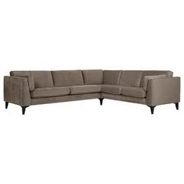 Ecksofa furninova "Avignon" Sofas Gr. B/H/T: 283cm x 78cm x 237cm, Velours, langer Schenkel links, ohne Bettfunktion, braun (earth) inklusive 2 Armlehnkissen, im skandinavischen Design