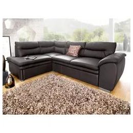 Ecksofa COTTA "Leandra L-Form" Sofas Gr. B/H/T: 250 cm x 88 cm x 90 cm, NaturLEDER, Ottomane links, mit Bettfunktion-mit Bettkasten, braun wahlweise mit Bettfunktion und Bettkasten