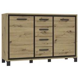 Sideboard FORTE Sideboards Gr. B/H/T: 138,4cm x 91,2cm x 41,5cm, 4 St., schwarz (artisan eiche/ eiche) Breite 138 cm