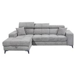 Ecksofa ED EXCITING DESIGN "Sydney L-Form" Sofas Gr. B/H/T: 268cm x 86cm x 172cm, Webstoff, Recamiere links, inkl. Bettkasten und Schalffunktion-inkl. Schlaffunktion, grau (taupe) frei im Raum stellbar, mit Bettkasten, inkl. Kopfteilverstellung