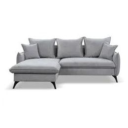 Ecksofa WERK2 "Modica L-Form" Sofas Gr. B/H/T: 230cm x 92cm x 160cm, Struktur weich, Recamiere links, Schlaffunktion und Bettkasten, grau (hellgrau) Minimalistisches Ecksofa mit Schlaffunktion & Bettkasten