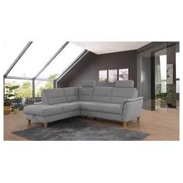 Ecksofa Home Affaire "Palmera L-Form" Sofas Gr. B/H/T: 236 cm x 89 cm x 212 cm, Struktur weich, Ottomane links, mit Bettfunktion-mit Bettkasten, silberfarben (silber) Federkern, wahlweise mit Bettfunktion und mitohne Stauraum