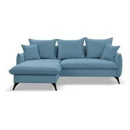 Ecksofa WERK2 "Modica L-Form" Sofas Gr. B/H/T: 230cm x 92cm x 160cm, Struktur weich, Recamiere links, Schlaffunktion und Bettkasten, blau (hellblau) Minimalistisches Ecksofa mit Schlaffunktion & Bettkasten