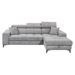 Ecksofa ED EXCITING DESIGN "Sydney L-Form" Sofas Gr. B/H/T: 268cm x 86cm x 172cm, Webstoff, Recamiere rechts, inkl. Bettkasten und Schalffunktion-inkl. Schlaffunktion, grau (taupe) frei im Raum stellbar, mit Bettkasten, inkl. Kopfteilverstellung