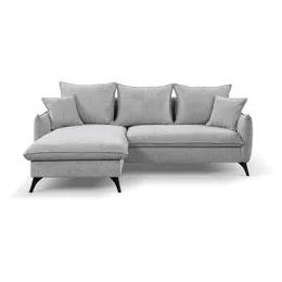 Ecksofa WERK2 "Modica L-Form" Sofas Gr. B/H/T: 230cm x 92cm x 160cm, Struktur fein, Recamiere links, Schlaffunktion und Bettkasten, grau (hellgrau) Minimalistisches Ecksofa mit Schlaffunktion & Bettkasten