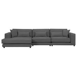 Ecksofa OTTO products "Grenette L-Form" Sofas Gr. B/H/T: 326cm x 77cm x 154cm, Samtoptik recycelt, Ottomane links, grau (anthrazit) Modulsofa, im Baumwoll-Leinenmix oder aus recycelten Stoffen