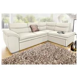 Ecksofa COTTA "Leandra L-Form" Sofas Gr. B/H/T: 250cm x 88cm x 90cm, NaturLEDER, Ottomane rechts, mit Bettfunktion-mit Bettkasten, beige (keramik) wahlweise mit Bettfunktion und Bettkasten