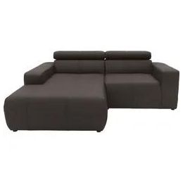 Ecksofa DOMO collection "Brandon kleine Ausführung B/T/H: 214/100/80 cm" Sofas Gr. B/H/T: 211 cm x 80 cm x 175 cm, Leder, Recamiere links, ohne Nierenkissen, braun Mit Kopfteilverstellung, auch in Leder und Cord, L-Form