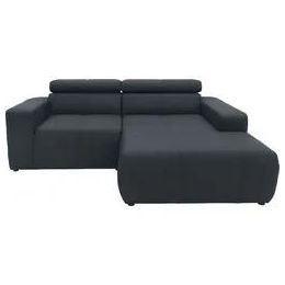 Ecksofa DOMO collection "Brandon kleine Ausführung B/T/H: 214/100/80 cm" Sofas Gr. B/H/T: 211cm x 80cm x 175cm, Leder, Recamiere rechts, ohne Nierenkissen, grau (anthrazit) Mit Kopfteilverstellung, auch in Leder und Cord, L-Form