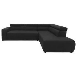 Ecksofa DOMO collection "Brandon L-Form, auch in Leder" Sofas Gr. B/H/T: 275cm x 80cm x 228cm, Luxus-Kunstleder, Ottomane rechts, ohne Sitztiefenverstellung, ohne Nierenkissen, schwarz inklusive Kopfteilverstellung, wahlweise mit Sitztiefenverstellung