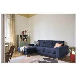 Ecksofa Tom Tailor HOME "Nordic Shift Chic" Sofas Gr. B/H/T: 308cm x 86cm x 180cm, Bouclé SCO, Recamiere links, ohne Bettfunktion und Bettkasten, blau (blue sco 46) wahlweise mit Bettfunktion und Bettkasten