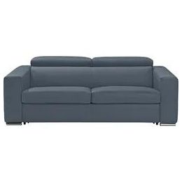 Schlafsofa Egoitaliano "Cabiria, Design und super Sitz- Liegekomfort" Sofas Gr. B/H/T: 226cm x 97cm x 103cm, Leder BULL, grau (smoke) Sofa inkl. Schlaffunktion, Kopfteile verstellbar, mit Metallfüßen