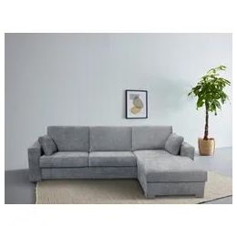 Ecksofa Home Affaire "Roma "M" Matratzenhöhe 14 cm, Dauerschlaffunktion, mit Unterfederung" Sofas Gr. B/H/T: 280cm x 85cm x 173cm, Luxus-Microfaser weich, Recamiere rechts, Liegefläche: 143 x 198cm, grau (hellgrau) Liegemaße ca 143x198 cm, L-Form