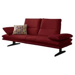 2,5-Sitzer W.Schillig "broadway" Sofas Gr. B/H/T: 236cm x 94cm x 96cm, Longlife Xtra-Leder Z59, Longchair links, mit Sitztiefenverstellung-ohne Kopfteilverstellung-ohne Seitenteilverstellung, rot (ruby z59) Sitztiefenverstellung, Kopfteil- & Seitenteilverstellung, Breite 216cm