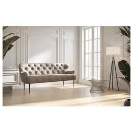 3-Sitzer Places of Style Sofas Gr. B/H/T: 193cm x 97cm x 87cm, Struktur weich, grau (taupe) mit Knopfheftung,in verschieden Stoffarten