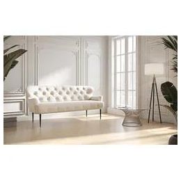 3-Sitzer Places of Style Sofas Gr. B/H/T: 193cm x 97cm x 87cm, Struktur weich, beige (creme) mit Knopfheftung,in verschieden Stoffarten