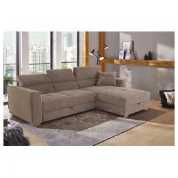 Jockenhöfer Ecksofa JOCKENHÖFER GRUPPE "San Remo L-Form" Sofas Gr. B/T: 297cm x 110cm, Cord, Ottomane beidseitig montierbar, grau (taupe) Bettfunktion, Relaxfunktion, Bettkasten, Ottomane links oder rechts