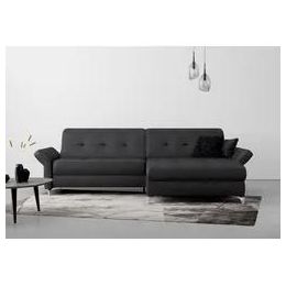 Ecksofa Inosign "Maredo L-Form" Sofas Gr. B/H/T: 284 cm x 89 cm x 179 cm, Luxus-Microfaser weich, mega-Recamiere rechts, mit Kopfteilverstellung und mit Armteilfunktion, grau (anthrazit) Federkern, wahlweise auch mit Kopfteil- und Armlehnverstellung