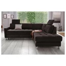 Sit & More Ecksofa SIT & MORE "Pablo L-Form", schwarz, B:233cm H:78cm T:196cm, Struktur fein (100% Polyester), Struktur (100% Polyester), Sofas, wahlweise mit Bettfunktion