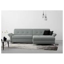 Ecksofa Inosign "Maredo L-Form" Sofas Gr. B/H/T: 284 cm x 89 cm x 179 cm, Chenille-Optik, mega-Recamiere rechts, ohne Kopfteilverstellung, ohne Armteilfunktion, grau Federkern, wahlweise auch mit Kopfteil- und Armlehnverstellung