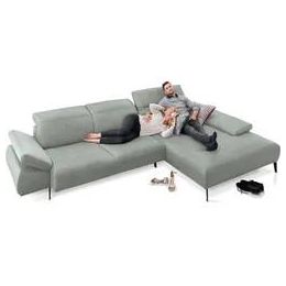 Ecksofa W.Schillig "levi" Sofas Gr. B/H/T: 344 cm x 80 cm x 207 cm, Flachgewebe S22, Longchair rechts, mit Kopfteilverstellung-mit Armlehnenverstellung-ohne Sitztiefenverstellung, braun (sky s22) inklusive Kopfstützenverstellung & Seitenteilverstellung, Breite 344cm