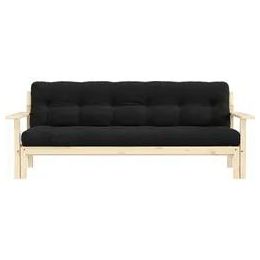 Schlafsofa KARUP DESIGN "Unwind" Sofas Gr. B/H/T: 190cm x 14cm x 92cm, Polyester, schwarz (charcoal) Mit Holzstruktur, inkl. Futonmatratze, Liegefläche 130x190 cm