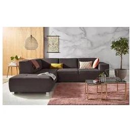 Ecksofa Inosign "Sapporo L-Form" Sofas Gr. B/H/T: 272cm x 78cm x 222cm, Luxus-Microfaser, Ottomane links, mit elektrischer Vorziehfunktion, braun (dunkelbraun) wahlweise Bettfunktion oder Sitztiefenverstellung, Federkern