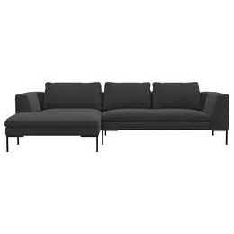 Ecksofa FLEXLUX "Loano" Sofas Gr. B/H/T: 298cm x 86cm x 169cm, Lederoptik, Chaiselongue links, schwarz (gorilla black) modernes Sofa, frei im Raum stellbar, lose Kissen, Kaltschaum Sitz