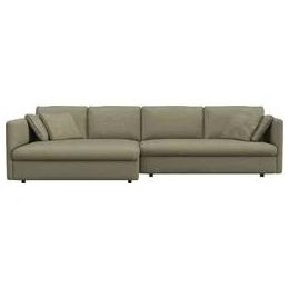 Ecksofa FLEXLUX "Lovane" Sofas Gr. B/H/T: 290cm x 84cm x 185cm, Bouclé, Chaiselongue links, grün (fall green) Weich & anschmiegsam, große Sitztiefe auf Kaltschaum, Dekokissen inkl.