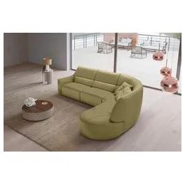 Ecksofa Egoitaliano "Puffy" Sofas Gr. B/H/T: 330cm x 88cm x 205cm, Leder BULL, Ottomane rechts, Ohne Relaxfunktion, grün (pistazie) mit Ottomane, wahlweise und ohne elektrischer Relaxfunktion