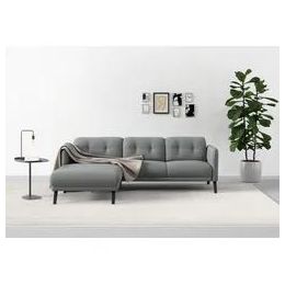 Sit & More Ecksofa SIT & MORE "Scandia L-Form" Sofas Gr. B/H/T: 269cm x 82cm x 183cm, Chenille, Recamiere links, Mit Kopfteilverstellung-Mit Armteilfunktion-Mit schwarzen matten Metallfüßen, grau Wahlweise mit Kopfteilverstellung und Armteilfunktion