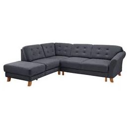 Ecksofa Home Affaire "Trondheim L-Form" Sofas Gr. B/H/T: 260cm x 89cm x 90cm, Luxus-Microfaser ALTARA NUBUCK, Ottomane links, mit Bettfunktion-ohne Stauraum, grau (dunkel grau) mit Federkern