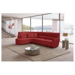 Ecksofa Egoitaliano "Puffy" Sofas Gr. B/H/T: 330cm x 88cm x 205cm, Luxus-Microfaser Lederoptik, Ottomane links, Ohne Relaxfunktion, rot (marsala) mit Ottomane, wahlweise und ohne elektrischer Relaxfunktion