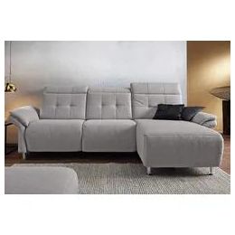 Ecksofa Places of Style "Manhattan L-Form" Sofas Gr. B/H/T: 270cm x 102cm x 168cm, Struktur, Recamiere rechts, grau 2 Sitze mit elektrischer Relaxfunktion, verstellbare Armlehnen