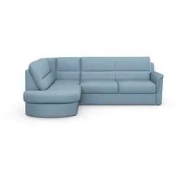 Sit & More Ecksofa SIT & MORE "Panini L-Form" Sofas Gr. B/H/T: 243cm x 87cm x 175cm, Struktur weich, Ottomane links, ohne Bettfunktion-ohne Bettkasten, blau (hellblau) wahlweise mit Bettfunktion und Bettkasten