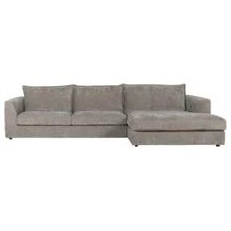 Ecksofa furninova "Big Band Dawn" Sofas Gr. B/H/T: 334 cm x 87 cm x 157 cm, Velourstoff grob, Armlehne links-Recamiere rechts, ohne Bettfunktion, beige im skandinavischen Design