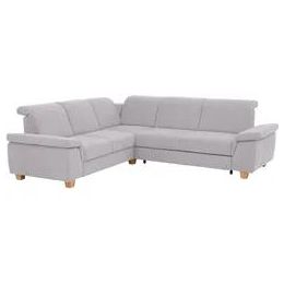 Ecksofa Home Affaire "Dalia L-Form" Sofas Gr. B/H/T: 256cm x 83cm x 236cm, Luxus-Microfaser weich, langer Schenkel rechts, ohne Bettfunktion-ohne Schubladenstauraum-ohne Kopfteilverstellung, silberfarben (silber) mit Federkernpolsterung, wahlweise Bettfunktion, Bettkasten