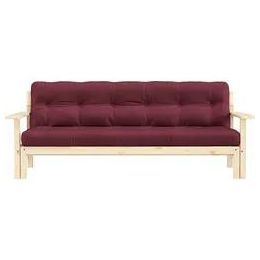 Schlafsofa KARUP DESIGN "Unwind" Sofas Gr. B/H/T: 190cm x 14cm x 92cm, Baumwollmix, rot (bordeaux) Mit Holzstruktur, inkl. Futonmatratze, Liegefläche 130x190 cm