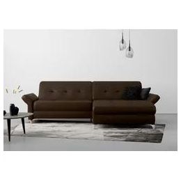 Ecksofa Inosign "Maredo L-Form" Sofas Gr. B/H/T: 284 cm x 89 cm x 179 cm, Luxus-Microfaser weich, mega-Recamiere rechts, ohne Kopfteilverstellung, ohne Armteilfunktion, braun (mocca) Federkern, wahlweise auch mit Kopfteil- und Armlehnverstellung