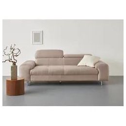 3-Sitzer COTTA "Chef" Sofas Gr. B/H/T: 227 cm x 72 cm x 105 cm, Luxus-Microfaser, mit Kopfteilverstellung, braun (mud) 3-Sitzer mit eleganter Steppung, Bodenfreiheit 12,5 cm