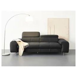 3-Sitzer COTTA "Chef" Sofas Gr. B/H/T: 227cm x 72cm x 105cm, Kunstleder SOFTLUX, mit Kopfteilverstellung, schwarz 3-Sitzer mit eleganter Steppung, Bodenfreiheit 12,5 cm