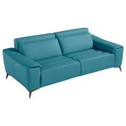 2,5-Sitzer Egoitaliano "Suzette" Sofas Gr. B/H/T: 218cm x 95cm x 100cm, Leder BULL, mit Relaxfunktion, blau (türkis) inkl. 2 elektronischer Relaxfunktionen, Rücken- und Fußteilfunktion