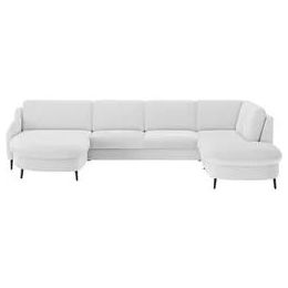 Sit & More Wohnlandschaft SIT & MORE "Soul U-Form" Sofas Gr. B/H/T: 372cm x 90cm x 239cm, Flachgewebe, Ottomane rechts, ohne Funktion, weiß (silber) wahlweise mit Bett und Bettkasten