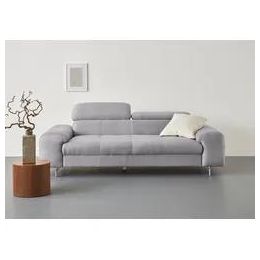 3-Sitzer COTTA "Chef" Sofas Gr. B/H/T: 227cm x 72cm x 105cm, Feinstruktur, mit Kopfteilverstellung, grau (platinum) 3-Sitzer mit eleganter Steppung, Bodenfreiheit 12,5 cm