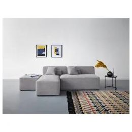 Ecksofa Andas "Sundstrup L-Form" Sofas Gr. B/H/T: 220cm x 76,5cm x 153cm, Struktur weich, Ottomane rechts, grau Modulserie, individuelle Zusammenstellung