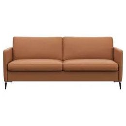 2,5-Sitzer FLEXLUX "Fiore, super bequem durch hochwertigen Sitzaufbau mit Kaltschaum" Sofas Gr. B/H/T: 181cm x 85cm x 92cm, Echtleder, braun (modern cogna) schmale Armlehnen, Füße Alu+schwarz