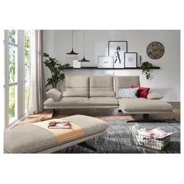 Ecksofa W.Schillig "broadway, Designsofa mit tollem Sitzkomfort", braun (sesame s22), B:291cm H:94cm T:164cm, Flachgewebe S22 (100% Polyester), Sofas, Sitztiefenverstellung, Kopfteil- & Seitenteilverstellung, Breite 291cm