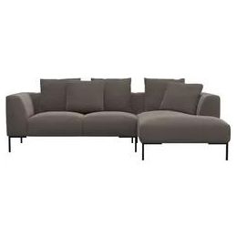 Ecksofa FLEXLUX "Sava" Sofas Gr. B/H/T: 294cm x 94cm x 166cm, Struktur, Chaiselongue rechts, braun (taupe brown) Taschenferderkern-Sitz mit Kaltschaum, lose Rücken- & Dekokissen